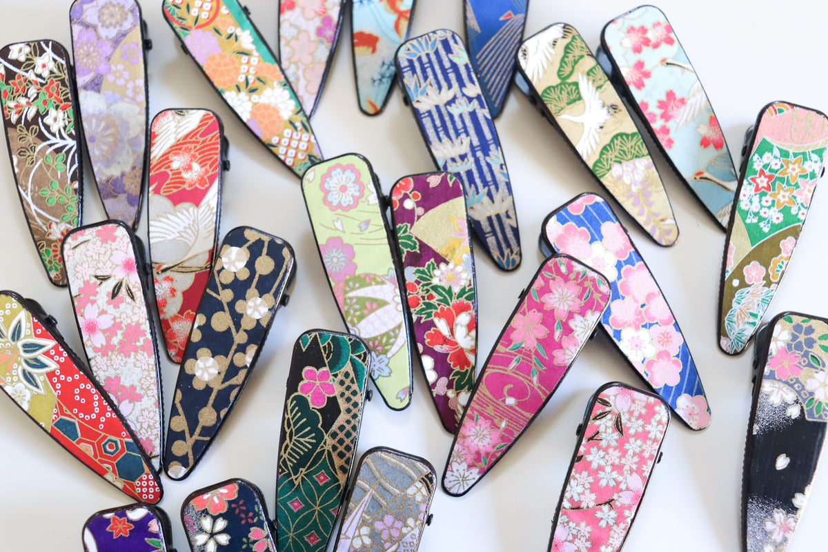 Blue Bamboo - Single Alligator Hair Clip – Madame Sakura Crafts